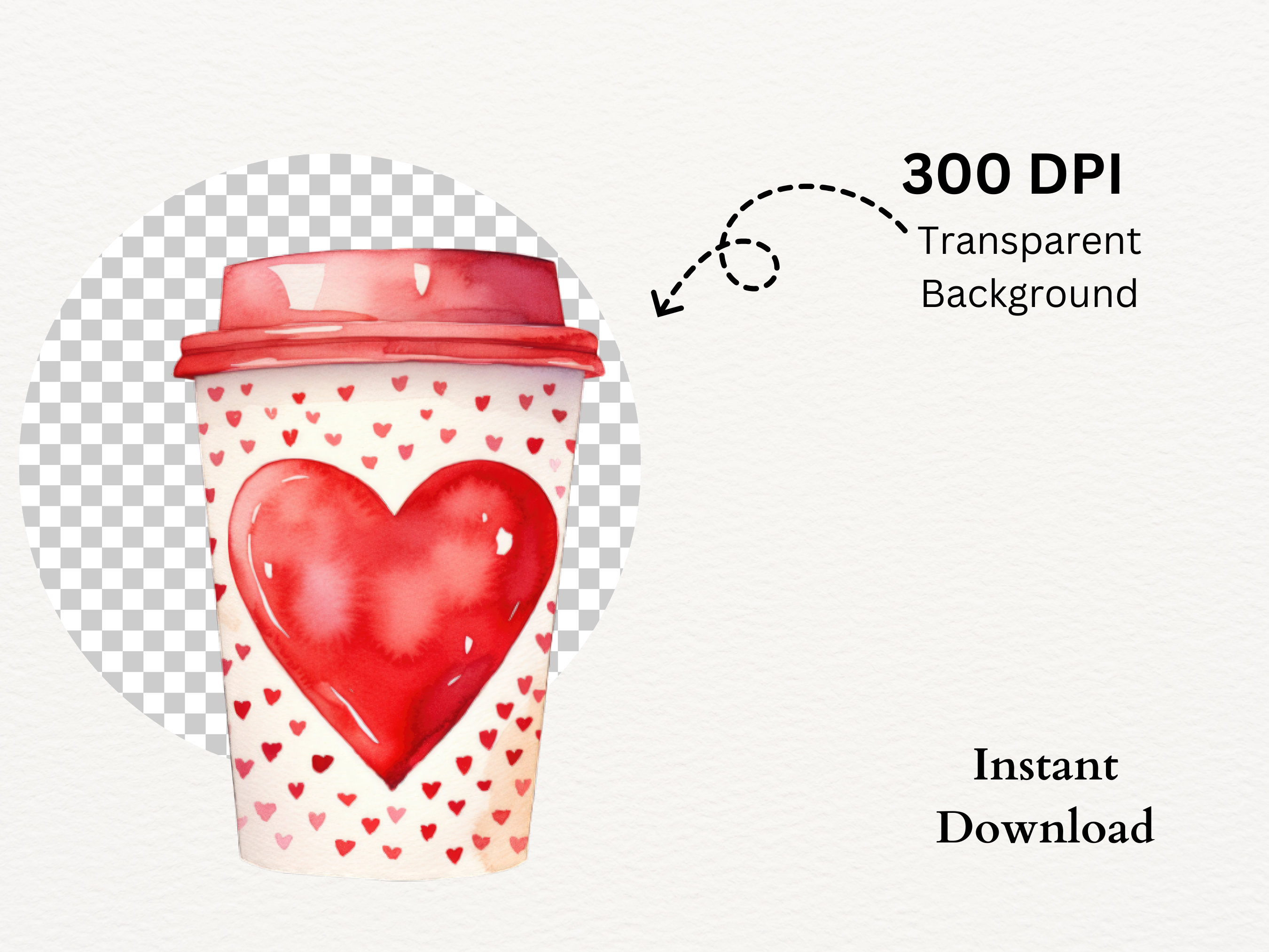 Cute Valentine Coffee Watercolor Clipart, Valentine's Day Graphics ...
