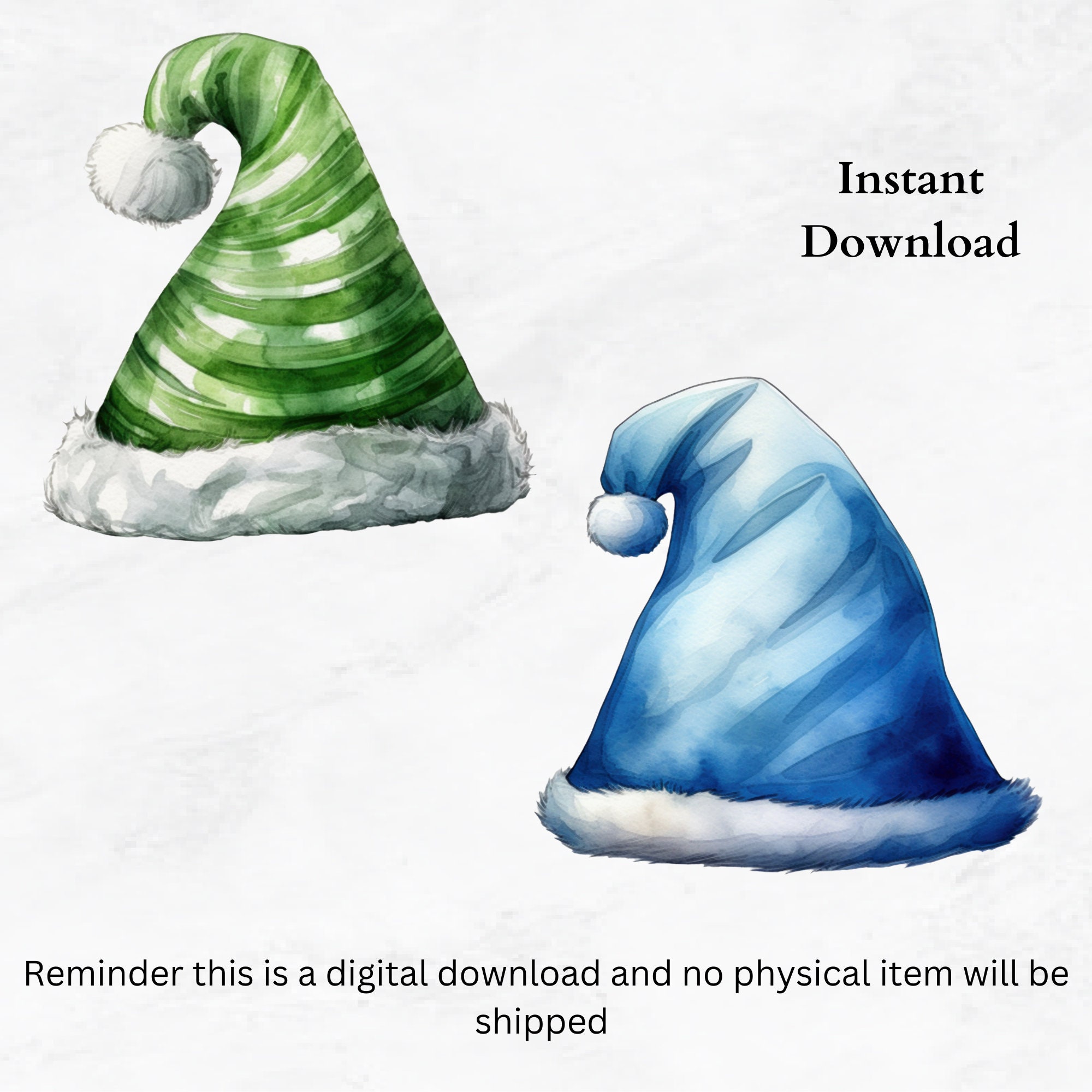 Santa Hat Watercolor Clipart Set Holiday Clipart Bundle - Etsy