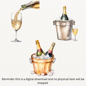 Champagne Watercolor Clipart, Champagne PNG, Celebration Party Clipart ...