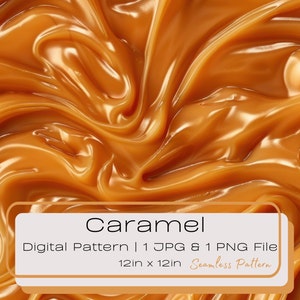 3D Melted Caramel Swirl Seamless Digital Pattern, Dessert Toppings ...