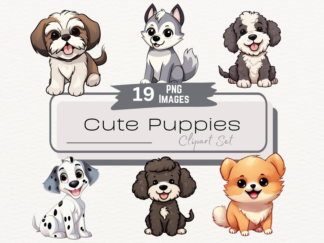 Cute Puppy Clipart, Adorable Dog Illustrations, Dog Clipart Bundle ...