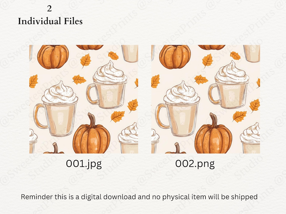 Watercolor Pumpkin Spice Seamless Digital Pattern, Cute Fall Latte ...