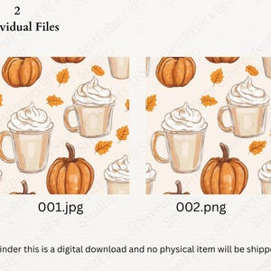 Watercolor Pumpkin Spice Seamless Digital Pattern, Cute Fall Latte ...