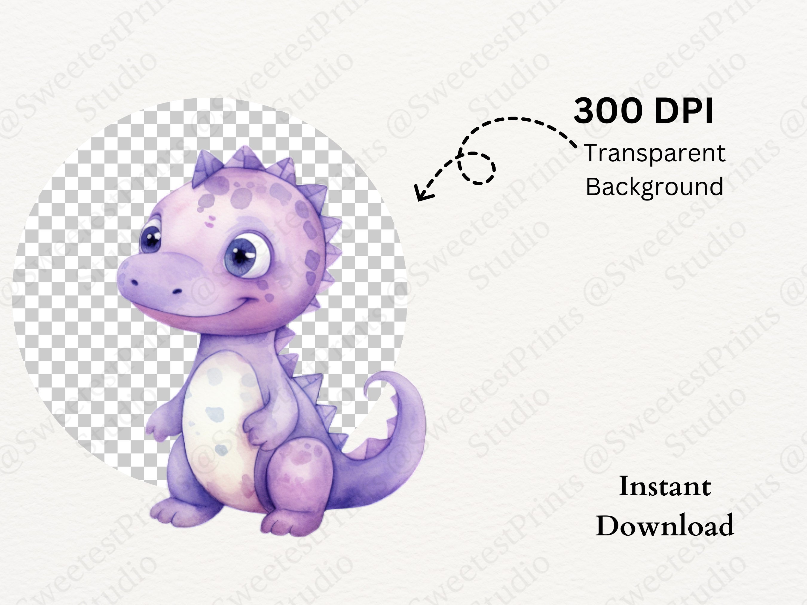 Watercolor Cute Baby Dino Clipart Bundle, Adorable Dinosaur Birthday ...