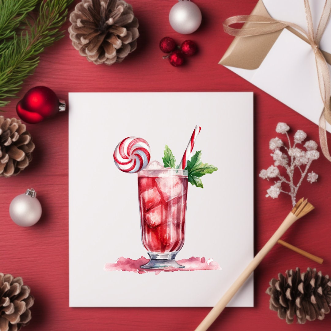 Christmas Cocktail Watercolor Clipart Set Holiday Drink - Etsy