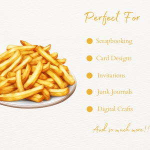 French Fries Watercolor Clipart Bundle, Fast Food Digital Illustration ...