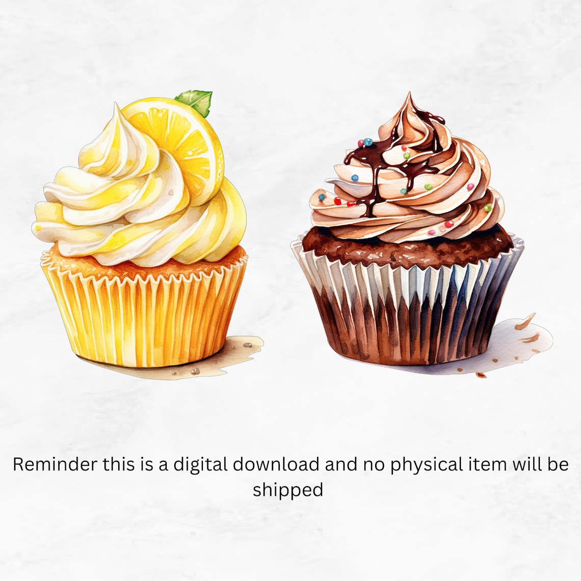 Watercolor Birthday Cupcake Clipart, Party Invitations, Dessert ...