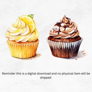 Watercolor Birthday Cupcake Clipart, Party Invitations, Dessert ...