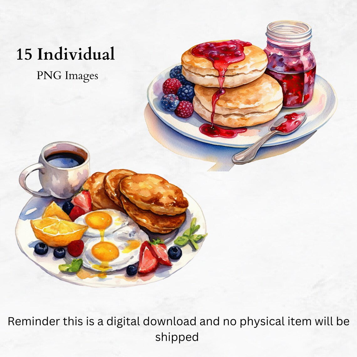 Watercolor Breakfast Food PNG Clipart Bundle, Christmas Breakfast ...