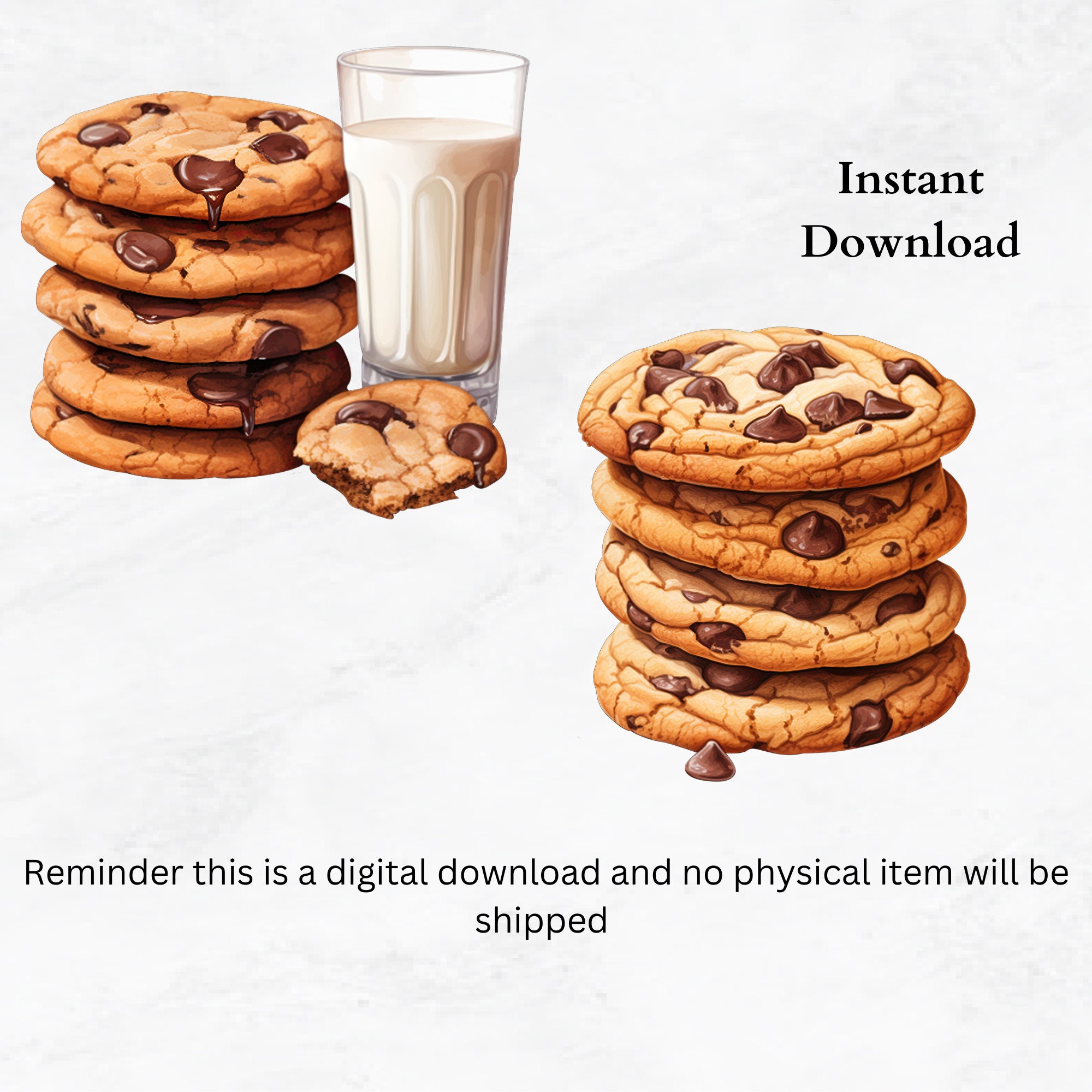 Chocolate Chip Cookie Watercolor Clipart, Dessert Illustration, Digital ...