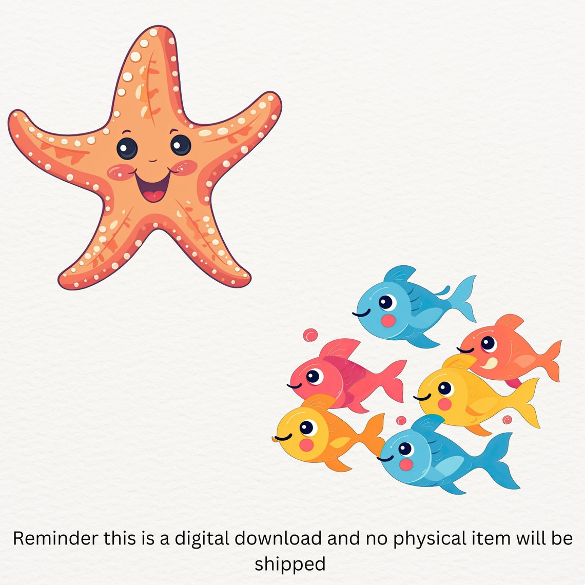 Cute Kawaii Sea Creatures Clipart Cute Baby Animals Cute Sea - Etsy