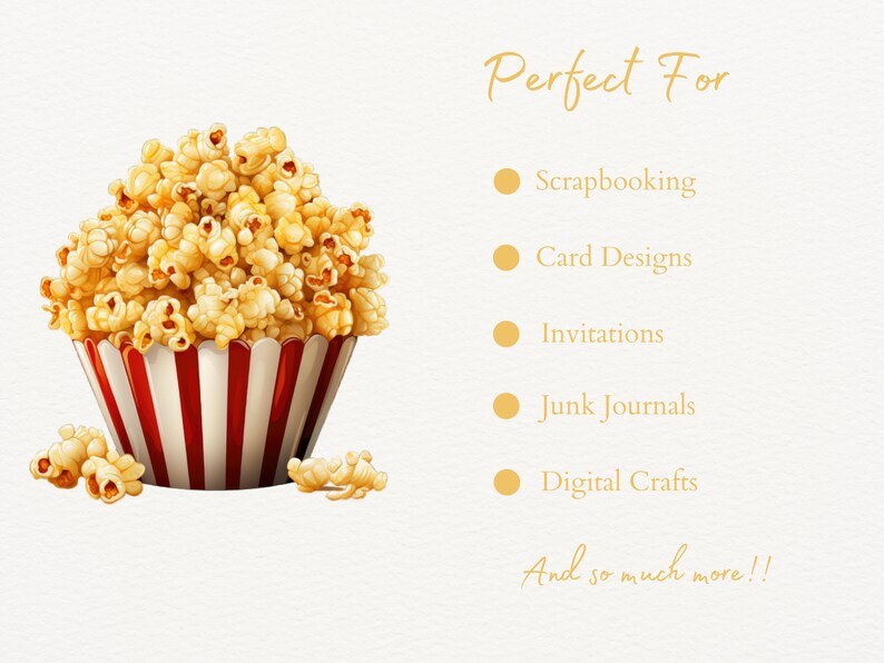 Watercolor Popcorn Digital Clipart, Movie Night Snacks Illustrations ...