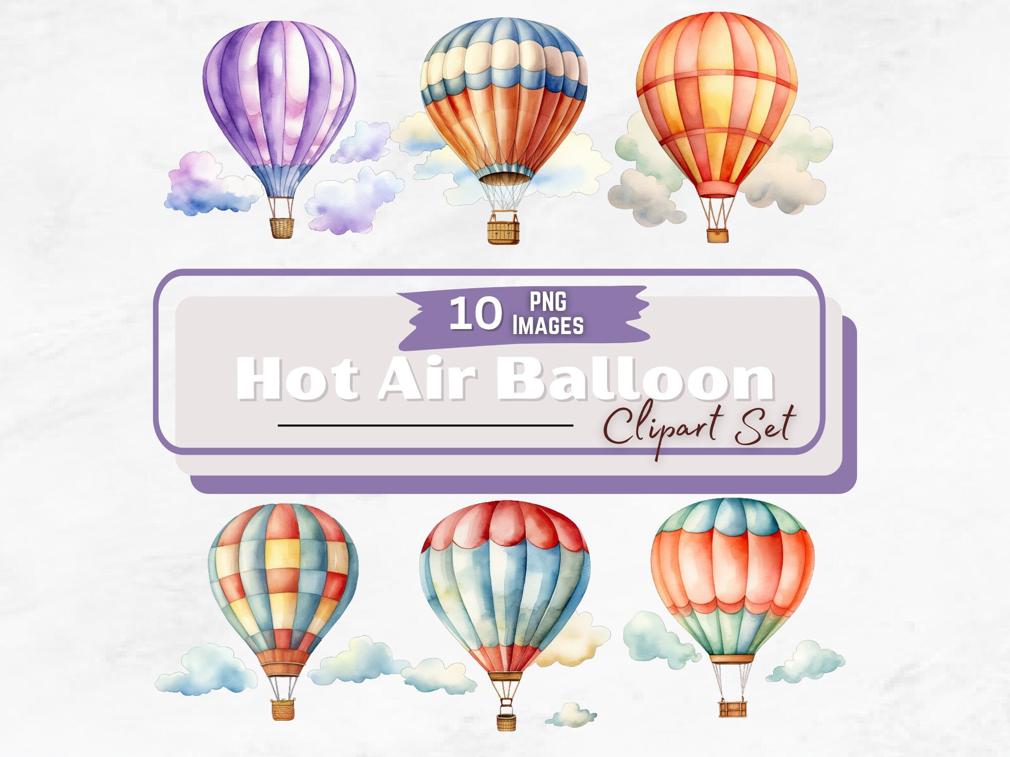 Watercolor Hot Air Balloon, Baby Shower Invitation, Nursery Clipart ...