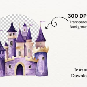 Cute Watercolor Purple Princess Clipart Bundle, Magical Fairytale Royal ...