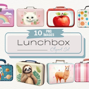 Watercolor School Lunch Box Clipart Set, Bagged Cafeteria Table ...