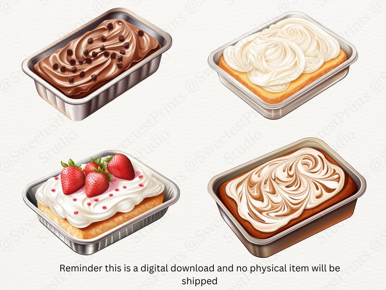 Watercolor Loaf Cake Clipart Bundle, Bakery Sweets, Snack Cakes ...