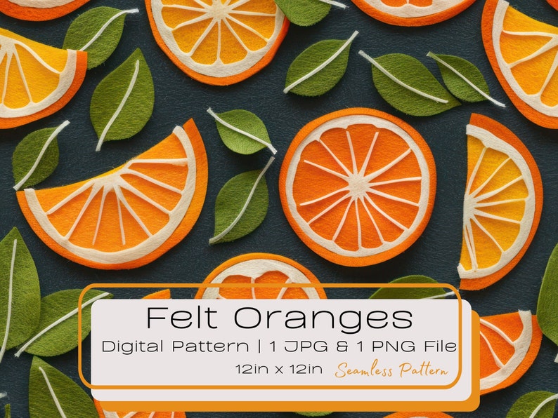 3D Faux Felt Orange Slices Seamless Digital Pattern, Fresh Summer ...