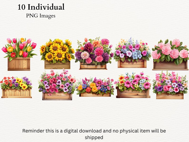 Watercolor Planter Box Clipart Bundle, Spring Garden Plant ...