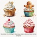 Christmas Cupcake Watercolor Clipart Bundle, Holiday Cupcake ...