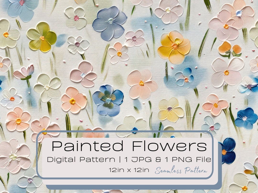3D Painted Floral Seamless Digital Pattern, Acrylic Paint Style Spring ...