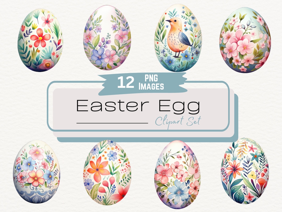 Watercolor Easter Egg Clipart Bundle, Pastel Colorful Spring ...
