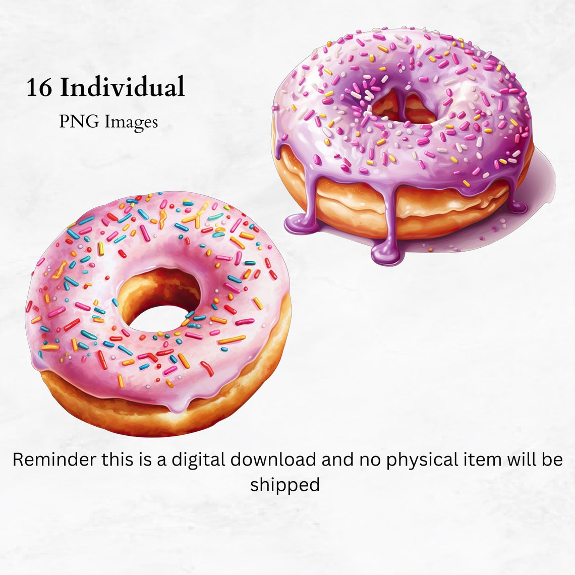 Donut Watercolor Clipart Bundle, Donut and Coffee Digital Food Art ...