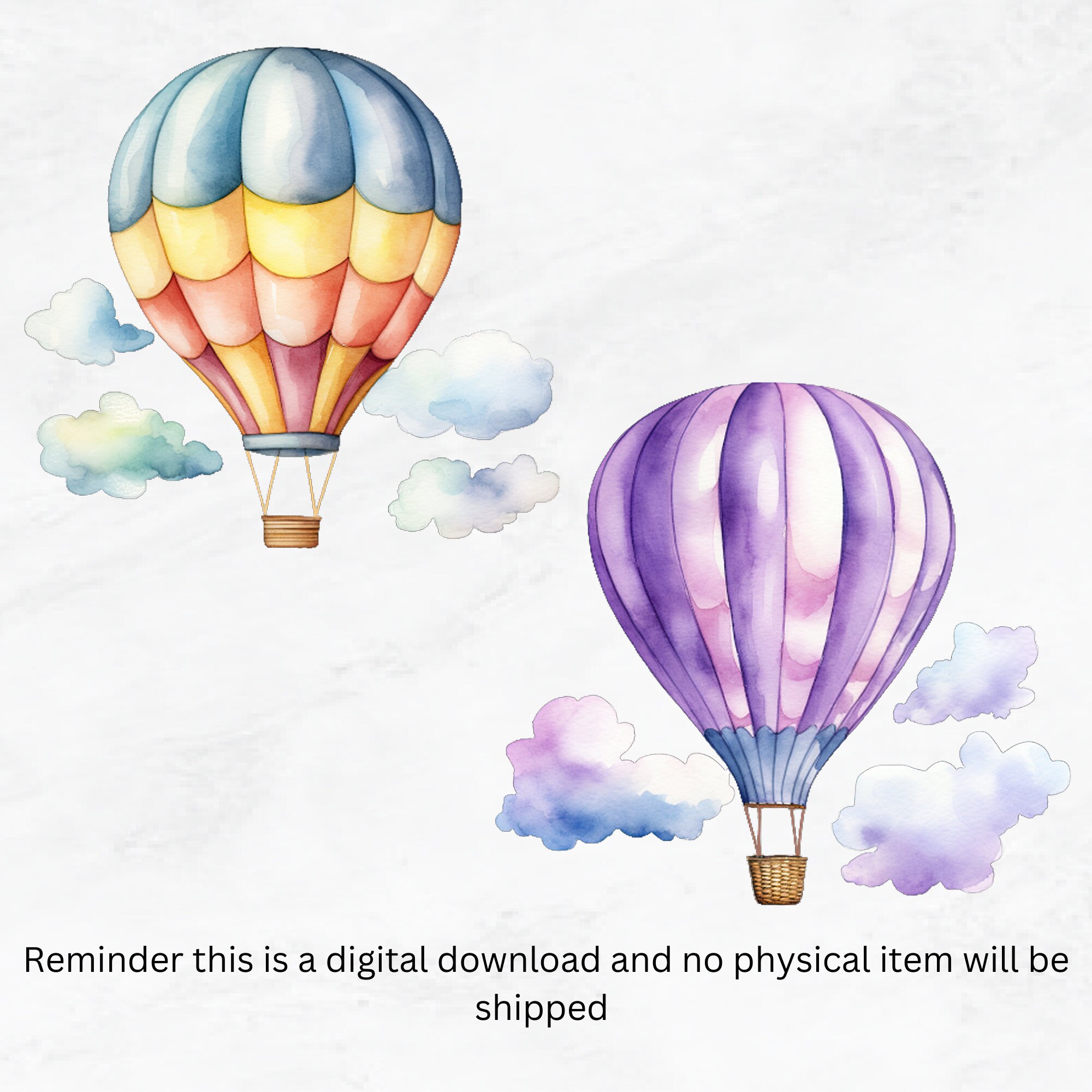 Watercolor Hot Air Balloon, Baby Shower Invitation, Nursery Clipart ...