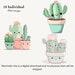 Cute Kawaii Cactus Clipart, Cacti Succulents PNG Bundle, Adorable ...