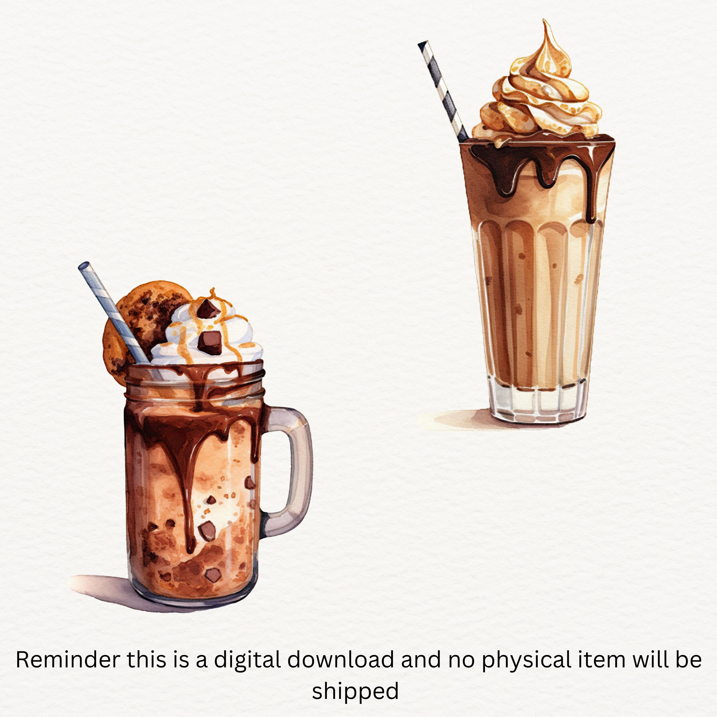 Milkshake Watercolor Clipart Set, Transparent Dessert Clipart, Ice ...