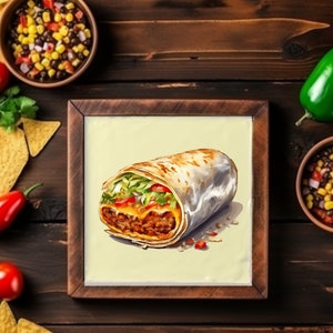 Single Burrito Mexican Food Watercolor Clipart, Digital Food ...