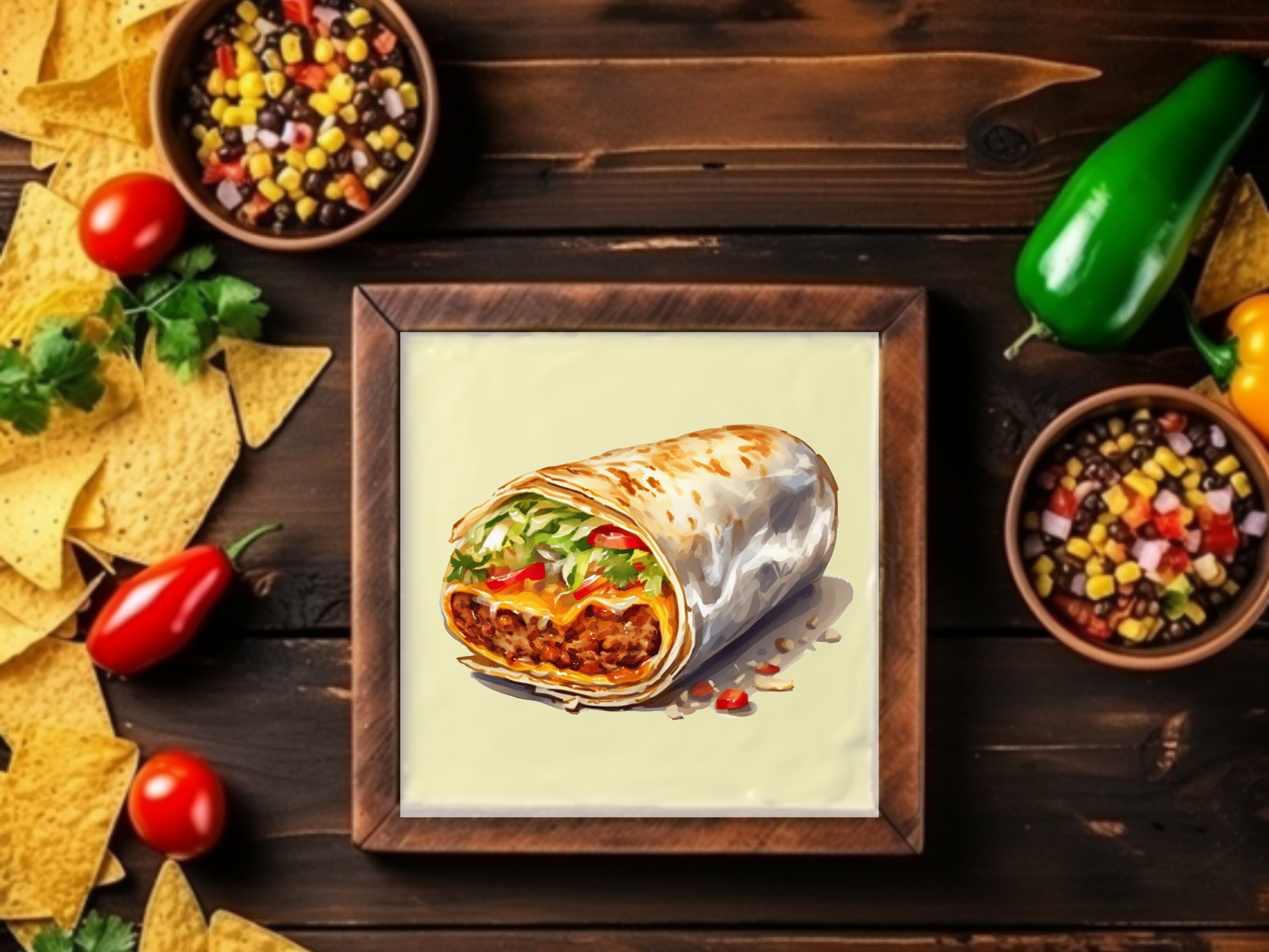 Single Burrito Mexican Food Watercolor Clipart, Digital Food ...
