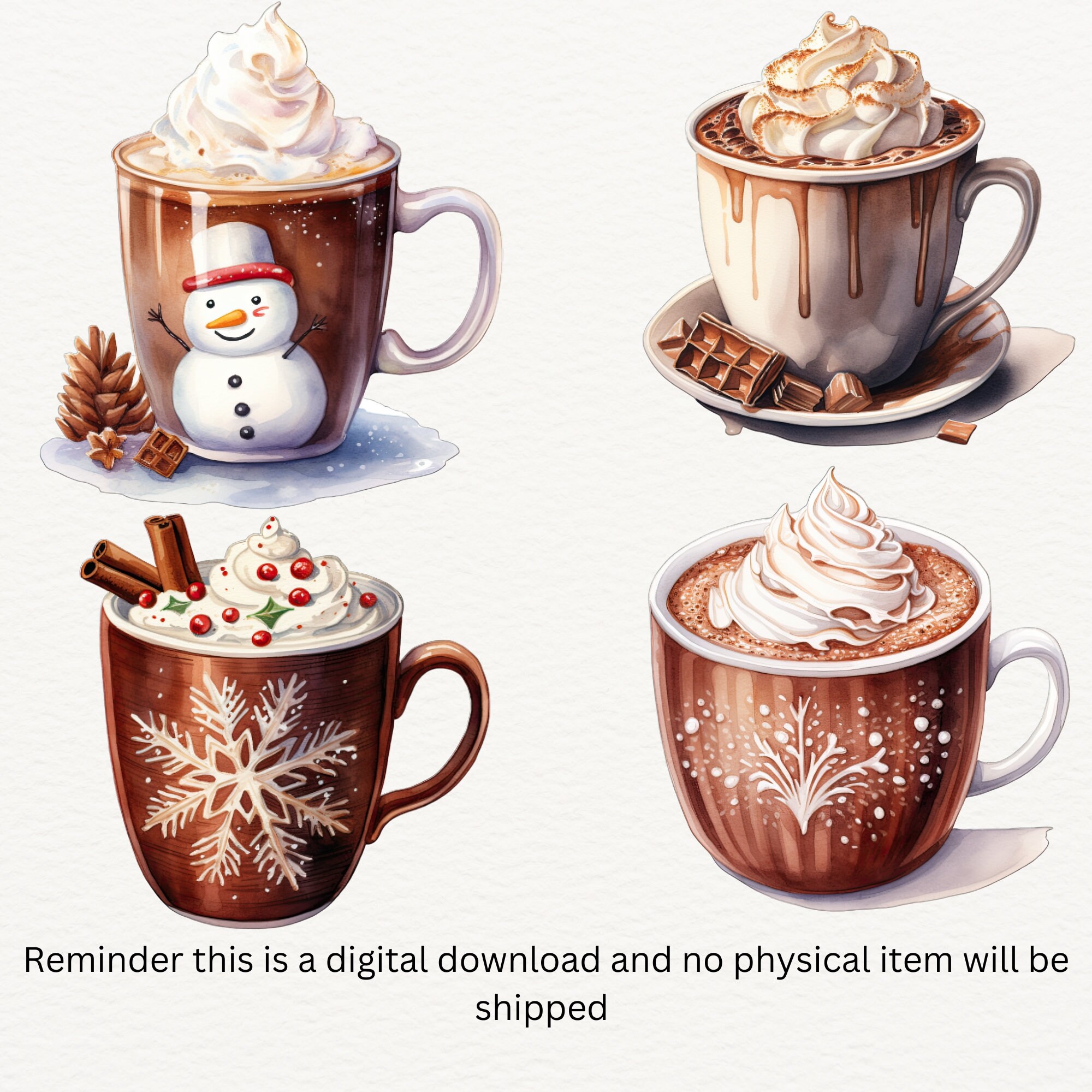 Hot Chocolate Watercolor Clipart, Hot Cocoa Illustration, Winter ...