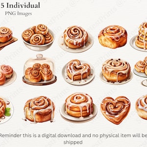 Watercolor Cinnamon Roll Clipart Set, Cute Breakfast Pastry Dessert ...