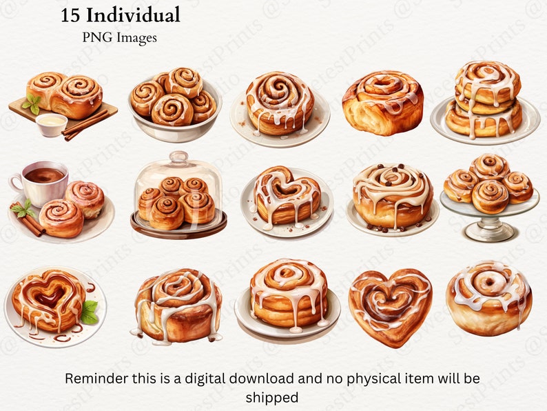Watercolor Cinnamon Roll Clipart Set, Cute Breakfast Pastry Dessert ...