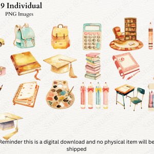 Cute Classroom Watercolor Clipart Bundle, Back to School Digital ...