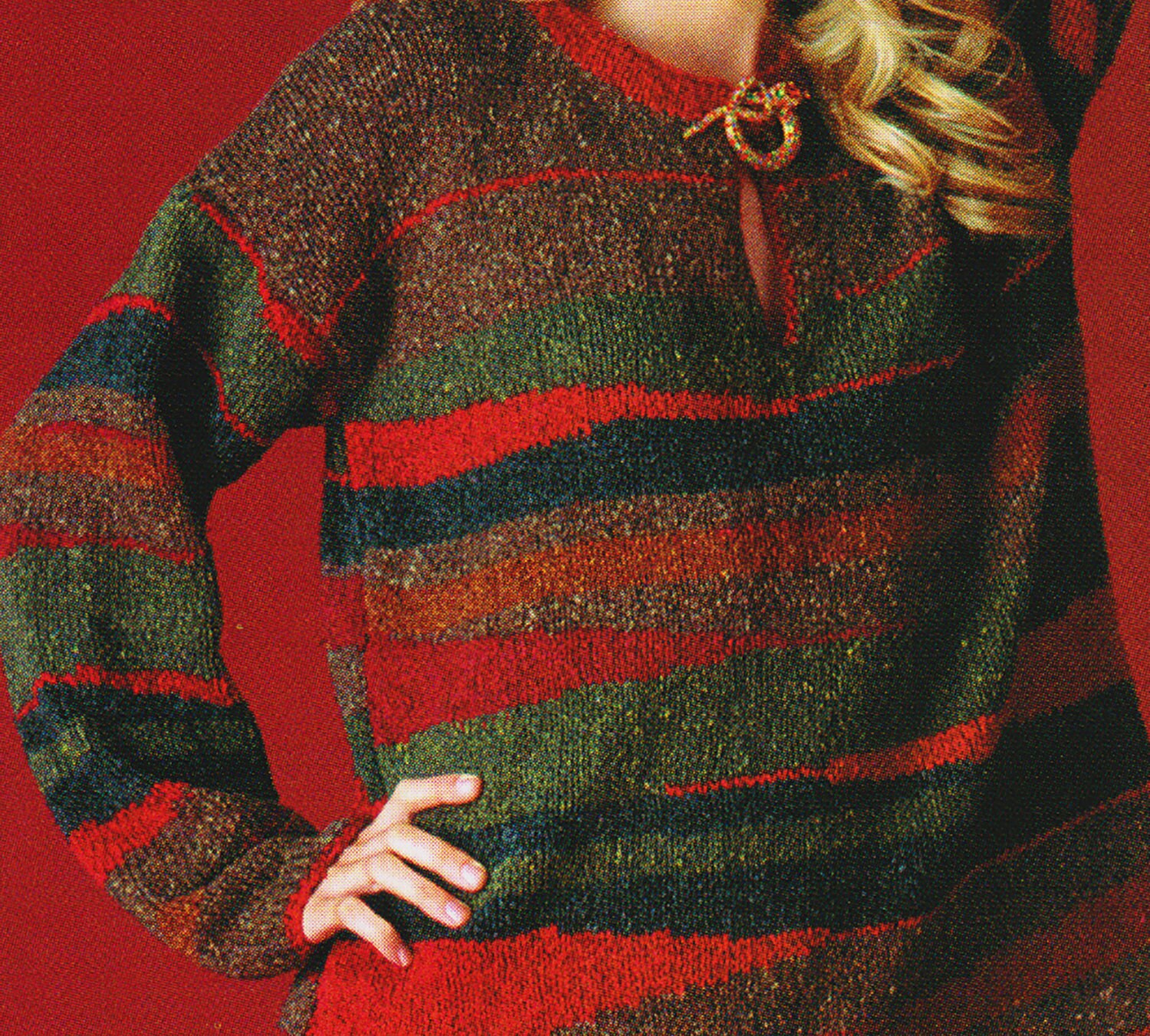Womens Multicolored Pullover Knitting Pattern Ladies Colorful Sweater ...