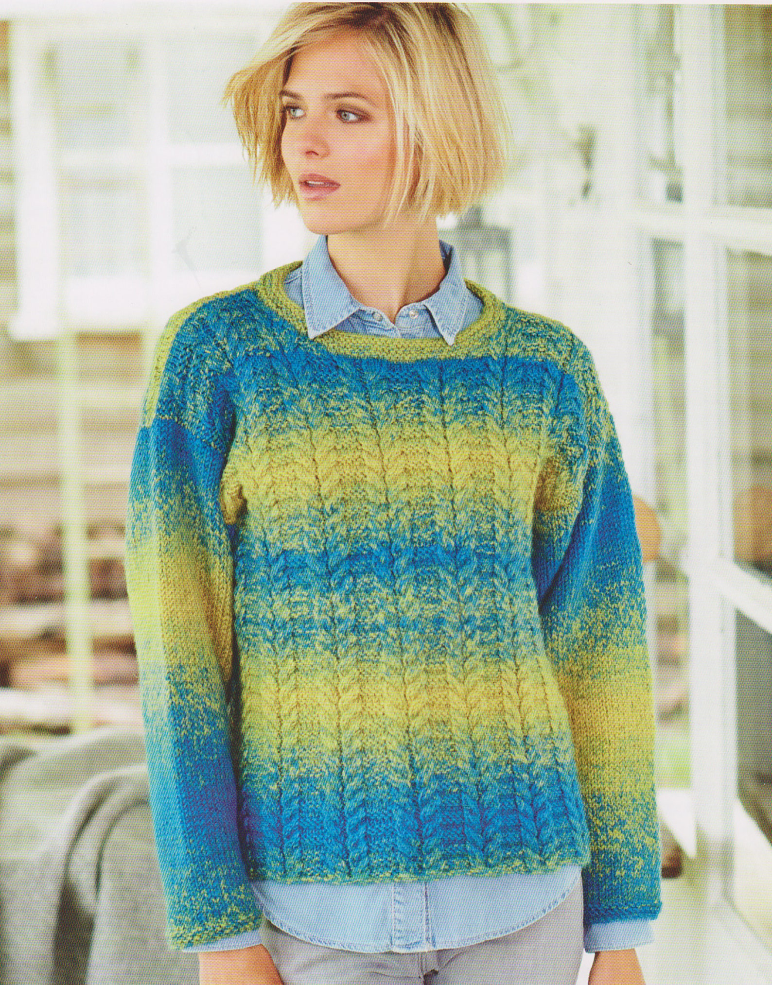 Womens Cable Sweater Ladies Multicolor Jumper Knitting Pattern Pdf ...