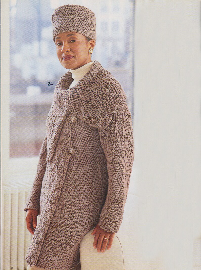 Ladies Jacket and Hat Knitting Pattern, Women Coat, Vintage Elegant ...