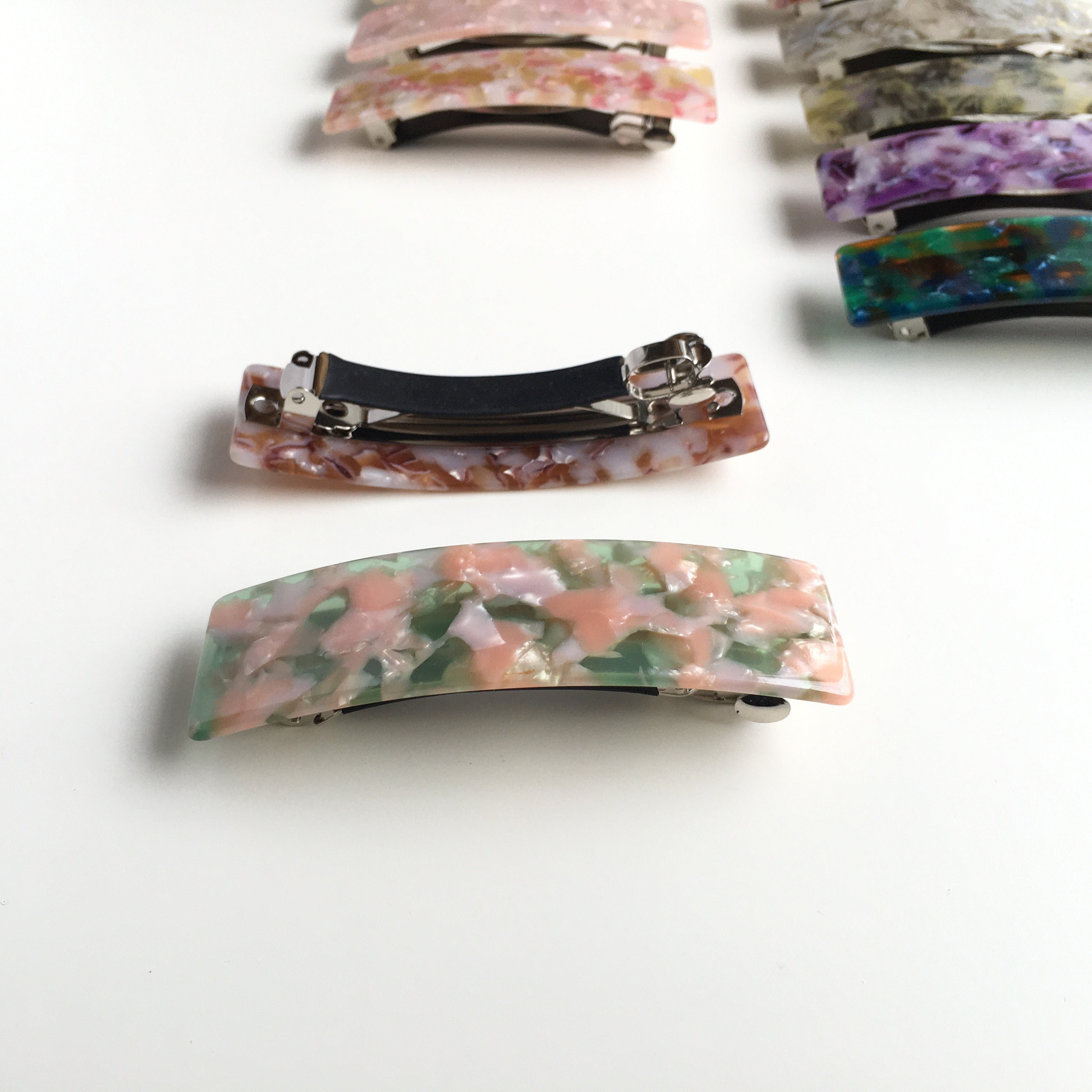 Large Rectangle Hair clips Double claps clips Acetate hair | Etsy