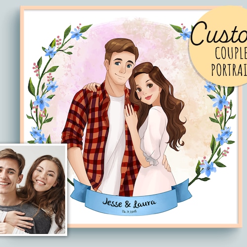 CUSTOM Couple Cartoon Portrait Personalized Couple Portrait - Etsy