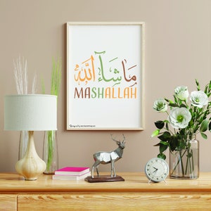 Mashallah Arabic Calligraphy Wall Art for Muslim Home Decor. Islamic ...