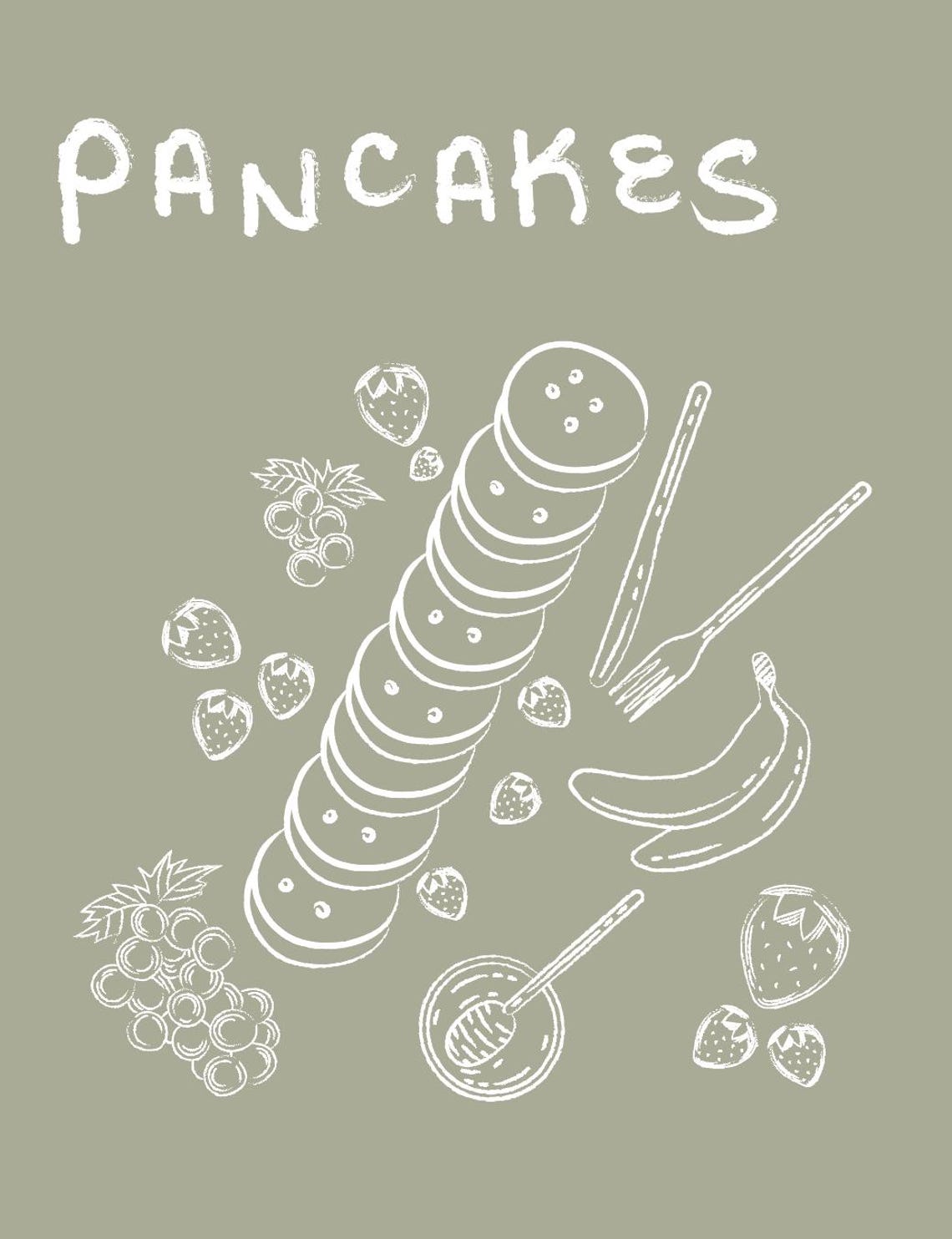 Kitchen Art Pancakes and Fruits Art Wall Kitchen Dining Room Art Wall ...