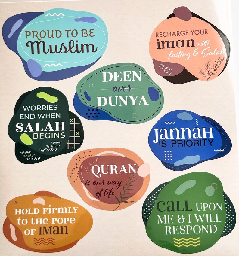 Printables 20 Islamic Sticker Sheet Cute Muslim Accessories Eid ...