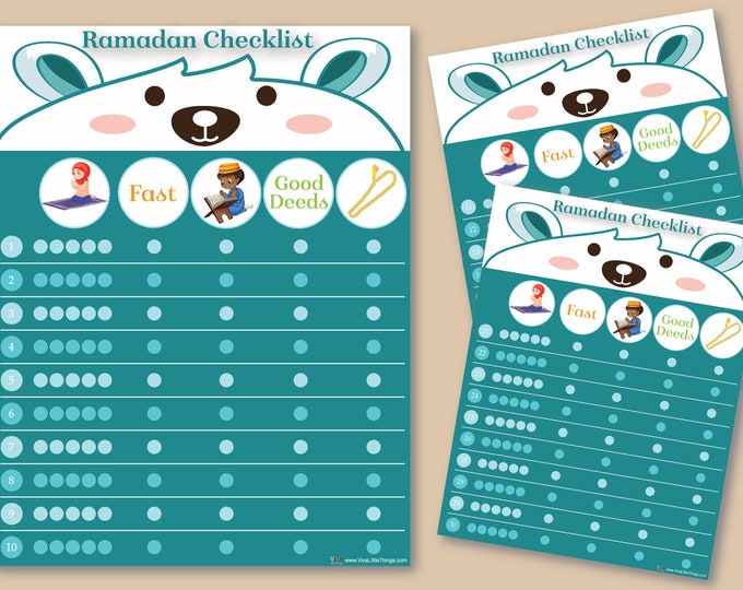 30 Days Ramadan Checklist Activity Printable Eid Activity Islamic ...