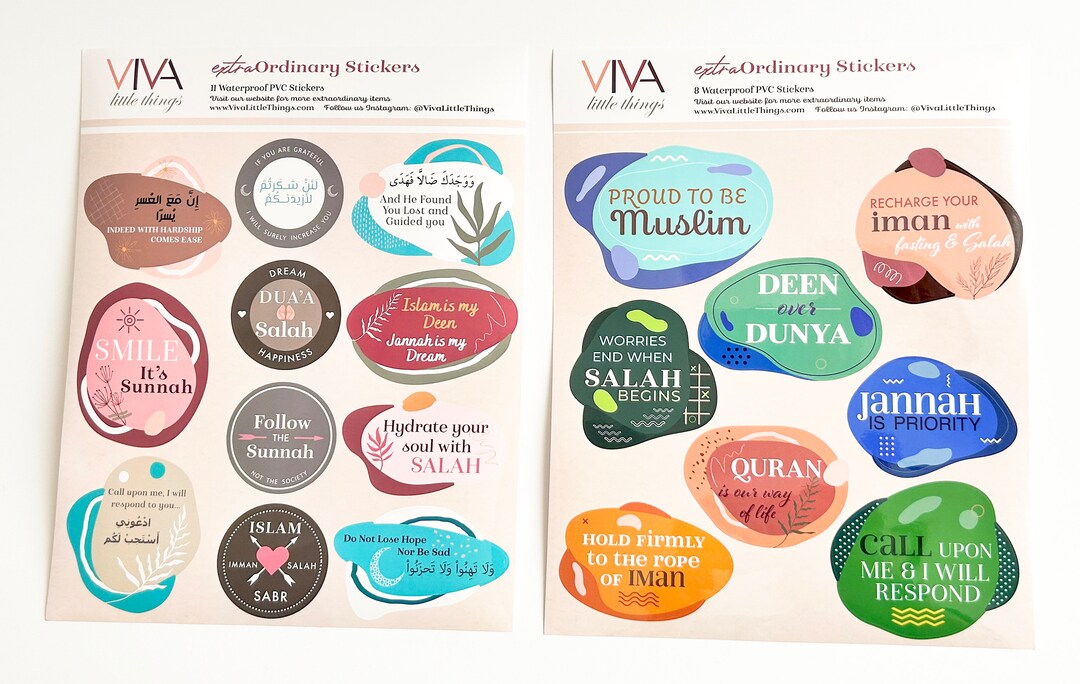 20 Islamic Sticker Sheet Waterproof PVC Stickers Cute Muslim ...