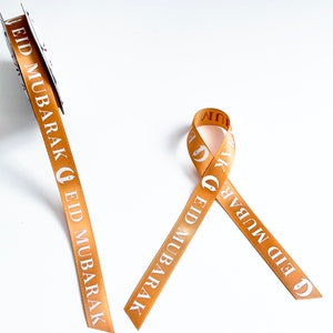 Eid Mubarak Brown/caramel Satin Eid Ribbon Islamic Ribbon Muslim Ribbon ...
