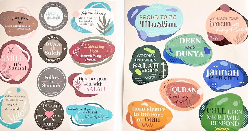 Printables 20 Islamic Sticker Sheet Cute Muslim Accessories Eid ...