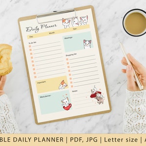 Printable Daily Planner - Kittens - Kawaii - Cats - Daily Planner ...