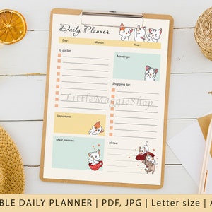 Printable Daily Planner - Kittens - Kawaii - Cats - Daily Planner ...