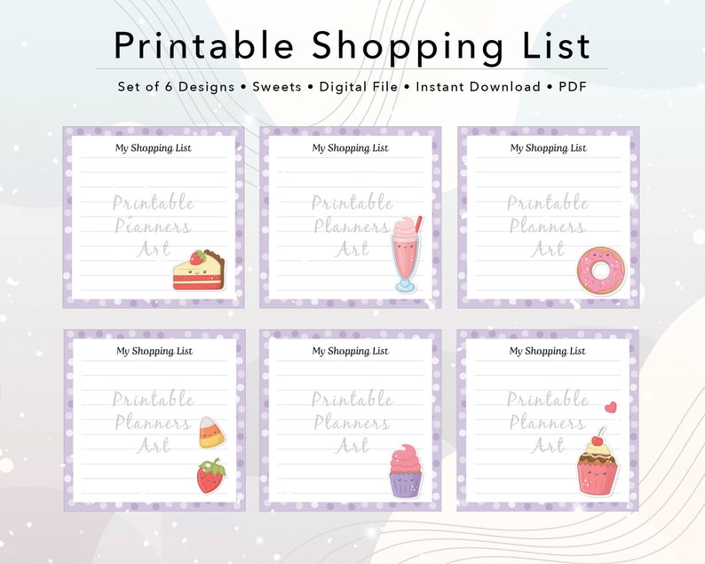Printable Shopping List Printable Grocery List Printable Notes 3 in by ...